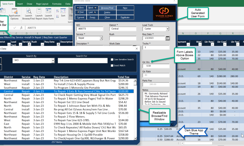 Auto ExcelForms – Source for auto generated, customisable Excel userforms